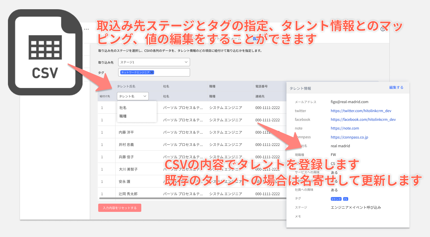 タレント情報のCSV取り込み機能などをリリースしました